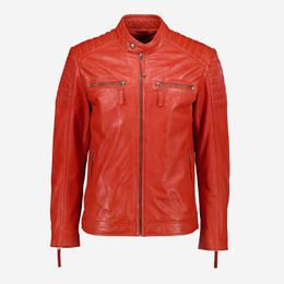 BULL & BERRY Orangefarbene Combat Lederjacke