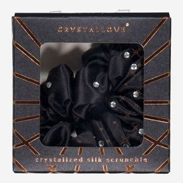 Crystallove Schwarzes Scrunchy-Haargummi mit Kristallen