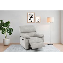 Relaxsessel Home Affaire "LANNOY, TV-Sessel, elektr. o. manuelle Relaxfunktion, USB A/C", grau (hellgrau), B:95cm H:96cm T:94cm, Sessel, Relaxsessel, Sessel mit Liegefunktion 105-150, Federkernpolsterung