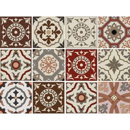 Fliesenaufkleber Home Affaire "Ornamente", rot, B:15cm H:15cm, Fliesenaufkleber, Stickerfliesen, selbstklebend, Sticker, 12er Set