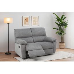 2-Sitzer Home Affaire "LANNOY, mit manueller o. elektrischer Relaxfunktion in beiden Sitzen.", grau (anthrazit), B:146cm H:96cm T:94cm, Sofas, Elektrische Variante mit USB A/C. Federkern, Webstoff, Topseller