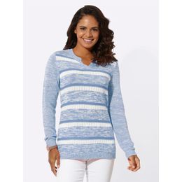 Strickpullover Casual Looks "Pullover", Damen, Gr. 36, blau (bleu, weiß, gemustert), 100% Baumwolle, 0% Polyacryl, gemustert, Pullover