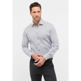 Langarmhemd Eterna "MODERN FIT", Herren, Gr. 43, Normalgrößen, grau (stahlgrau), Twill, 100% Baumwolle, tailliert, Manschette, Hemden, NON IRON (bügelfrei)