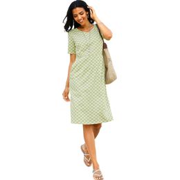 Damen Jerseykleid mit Taschen pistazie-khaki-bedruckt, Gr&ouml;&szlig;e 54