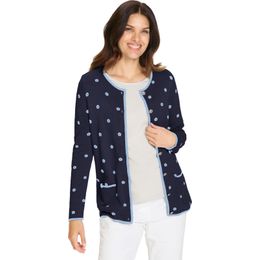 Damen Jacquardstrickjacke im Trachtenstil marine-himmelblau, Gr&ouml;&szlig;e 54