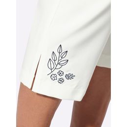 Damen 3/4-Hose mit Stickerei ecru, Gr&ouml;&szlig;e 50