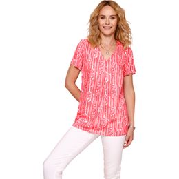 Damen Tunika in ausgestellter Schlupfform grapefruit-ecru-bedruckt, Gr&ouml;&szlig;e 44