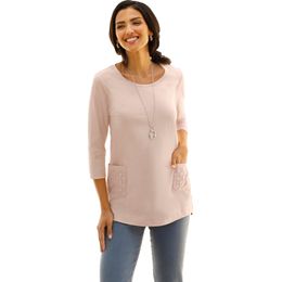 Damen Longshirt mit aufgesetzten Taschen puder, Gr&ouml;&szlig;e 56