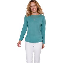 Damen Langarm-Pullover mit gerippten Abschl&uuml;ssen ozean, Gr&ouml;&szlig;e 44