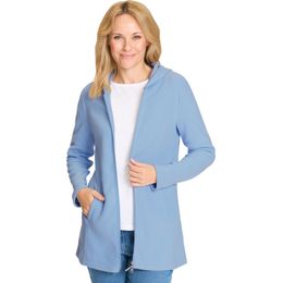 Damen Fleecejacke in Longform eisblau, Gr&ouml;&szlig;e 52