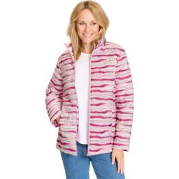 Damen Steppjacke mit Stehkragen fuchsia-ecru-bedruckt, Gr&ouml;&szlig;e 38