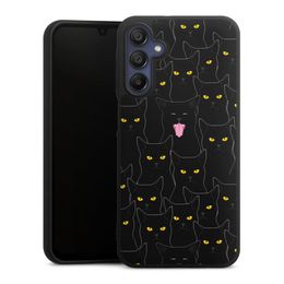 DeinDesign Galaxy A15 5G Handy Premium Silikon Hülle Handyhülle schwarz Case Eye Cat Muster Silikon Premium Case