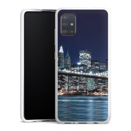 DeinDesign Galaxy A51 Handy Silikon Hülle Case weiß Handyhülle Usa New York Brooklyn Bridge Silikon Case