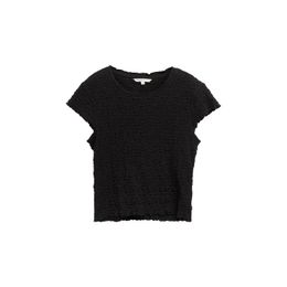 Tom Tailor Denim Damen Cropped Crinkle Bluse, schwarz, Uni, Gr. XL