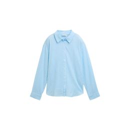 Tom Tailor Denim Damen Loose Fit Seersucker Hemdbluse mit Streifenmuster, blau, Gestreift, Gr. XL