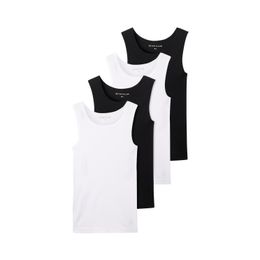 Tom Tailor Herren Tanktops mit Rippstruktur aus Baumwolle im 4er-Pack, weiß, Uni, Gr. 7