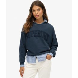 Superdry Damen Baumwolle Gesticktes Logo Athletic Essentials Rundhals Sweatshirt Mit Abgestimmten Applikationen, Marineblau - Gr&ouml;&szlig;e: 42 2102623500717ZRN020