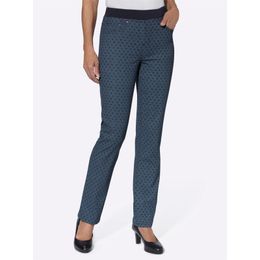 WITT Damen Schlupfjeans mit geripptem Strick-Dehnbund, dark blue-bedruckt, Gr&ouml;&szlig;e 255