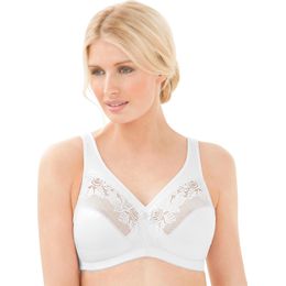 Glamorise Damen Minimizer-BH ohne B&uuml;gel mit Spitzeneinsatz wei&szlig; Gr&ouml;&szlig;e 110G
