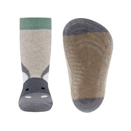 Ewers Stoppersocken 'Esel' M&auml;dchen Gr&ouml;&szlig;e 29/30 dunkelbeige / beigemeliert / anthrazit / schwarz