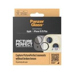 PanzerGlass PicturePerfect Kameraschutz, Schutzfolie transparent, iPhone 15, iPhone 15 Plus