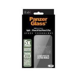 PanzerGlass Ceramic Displayschutz Ultra-Wide Fit, Schutzfolie transparent, iPhone 16 Plus, EasyAligner
