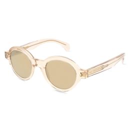 Moncler ME6003 RONDOSA | Unisex-Sonnenbrille | Fassung: Vollrand, Rund, Acetat, Beige Transparent | Glasfarbe: Grau Spiegel Gold