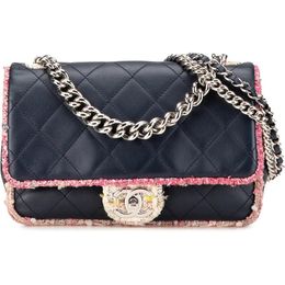 Chanel Hobo Bags - Quilted Lambskin and Tweed Elegant Trim Flap - Gr. unisize - in Blau - f&uuml;r Damen