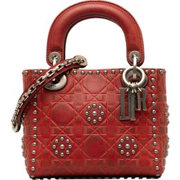 Christian Dior Hobo Bags - Mini Embossed Calfskin Cannage Studded Flower Lady - Gr. unisize - in Rot - f&uuml;r Damen