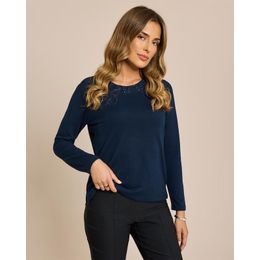 Helena Vera Feinstrick-Shirt mit dekorativem Rundhalsausschnitt