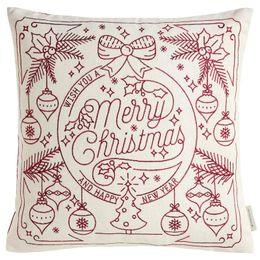 Tom Tailor HOME Dekokissen »Christmas« bestickt rot Obermaterial: 92% Polyester, 8% Leinen B/L: 45 cm x 45 cm