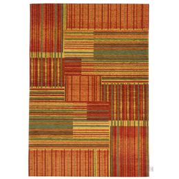 Tom Tailor HOME Teppich »Stripy Pat« rechteckig 5 mm Höhe Flachgewebe, modernes Patchworkdesign, gestreift, Chenille, Wohnzimmer rost multi B : 50...
