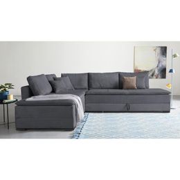 Inosign Ecksofa »Night & Day L-Form mit Dauer-Schlaffunktion, Cord-Bezug!« inklusive Bettfunktion und Bettkasten anthrazit