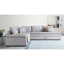 Inosign Ecksofa »Night & Day L-Form mit Dauer-Schlaffunktion, Cord-Bezug!« inklusive Bettfunktion und Bettkasten hellgrau 0