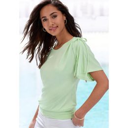 Lascana Rundhalsshirt »mit variabler Ärmellänge« aus weichem Viskose-Stretch lime 32/34 32/34 Raffung mit Bindebändern an den Schultern für eine...