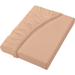 w&auml;schepur unisex Spannbetttuch beige, Gr&ouml;&szlig;e 1 St. 90x190 - 100x200 cm