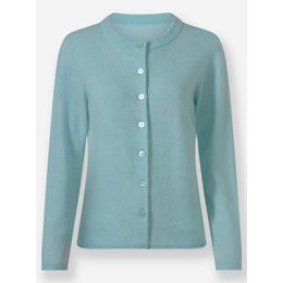 sheego Gro&szlig;e Gr&ouml;&szlig;en Feinstrickjacke mit Kaschmir, aqua-meliert, Gr&ouml;&szlig;e 52/54 - Damen