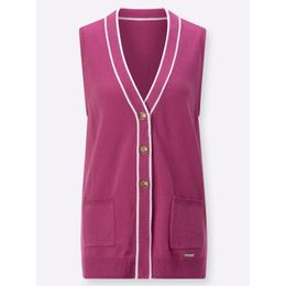 WITT Damen Strickweste mit Kontraststreifen, erika, Gr&ouml;&szlig;e 52