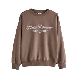 next Sweatshirt 'Polaroids Picturesque' Damen Gr&ouml;&szlig;e L/XL braun / gr&uuml;n / rosa / wei&szlig;
