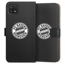 DeinDesign Galaxy A22 5G Handy Klapph&uuml;lle Handyh&uuml;lle aus Kunst Leder schwarz Flip Case Coat Of Arms Fc Bayern M&uuml;nchen Fcb Sideflip mit langer Lasche