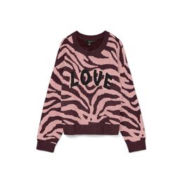 V&eacute;ro Moda Vero Moda Pullover 'VMNEWKAI' Damen Gr&ouml;&szlig;e L rosa / weinrot / schwarz
