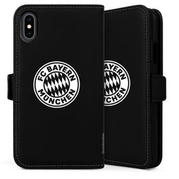 DeinDesign iPhone X Handy Klapph&uuml;lle Handyh&uuml;lle aus Kunst Leder schwarz Flip Case Fcb Coat Of Arms Fc Bayern M&uuml;nchen Sideflip mit langer Lasche