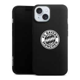 DeinDesign iPhone 15 Handy Premium Silikon H&uuml;lle Handyh&uuml;lle schwarz Case Fcb Coat Of Arms Fc Bayern M&uuml;nchen Silikon Premium Case