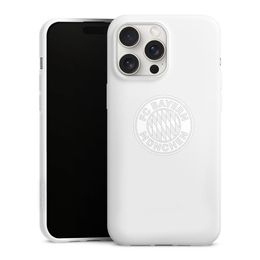 DeinDesign iPhone 15 Pro Max Handy Silikon H&uuml;lle Case wei&szlig; Handyh&uuml;lle Fcb Coat Of Arms Fc Bayern M&uuml;nchen Silikon Case