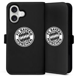 DeinDesign iPhone 16 Handy Klapph&uuml;lle Handyh&uuml;lle aus Kunst Leder schwarz Flip Case Fcb Coat Of Arms Fc Bayern M&uuml;nchen Sideflip mit Lasche