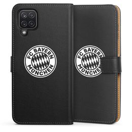 DeinDesign Galaxy A12 Handy Klapph&uuml;lle Handyh&uuml;lle aus Kunst Leder schwarz Flip Case Coat Of Arms Fc Bayern M&uuml;nchen Fcb Sideflip mit langer Lasche