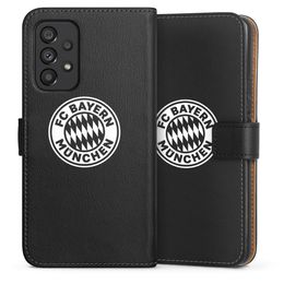 DeinDesign Galaxy A53 5G Handy Klapph&uuml;lle Handyh&uuml;lle aus Kunst Leder schwarz Flip Case Coat Of Arms Fc Bayern M&uuml;nchen Fcb Sideflip mit langer Lasche