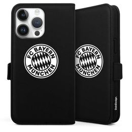 DeinDesign iPhone 14 Pro Max Handy Klapph&uuml;lle Handyh&uuml;lle aus Kunst Leder schwarz Flip Case Fcb Coat Of Arms Fc Bayern M&uuml;nchen Sideflip mit Lasche