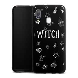DeinDesign Galaxy A40 Handy Silikon Hülle Case schwarz Handyhülle Halloween Witch Bat