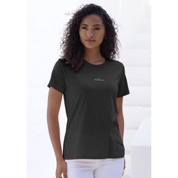 Copenhagen Studios T-Shirt 'mit dezentem Logoprint vorn' schwarz Gr. XS (34) für Damen. Rundhals und Logodruck. Bequem. Nachhaltig.
